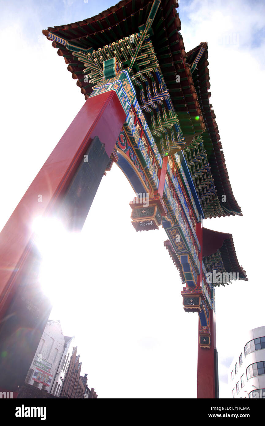 Chinatown arch at the entrance to Stowell Street, Newcastle upon Tyne ...
