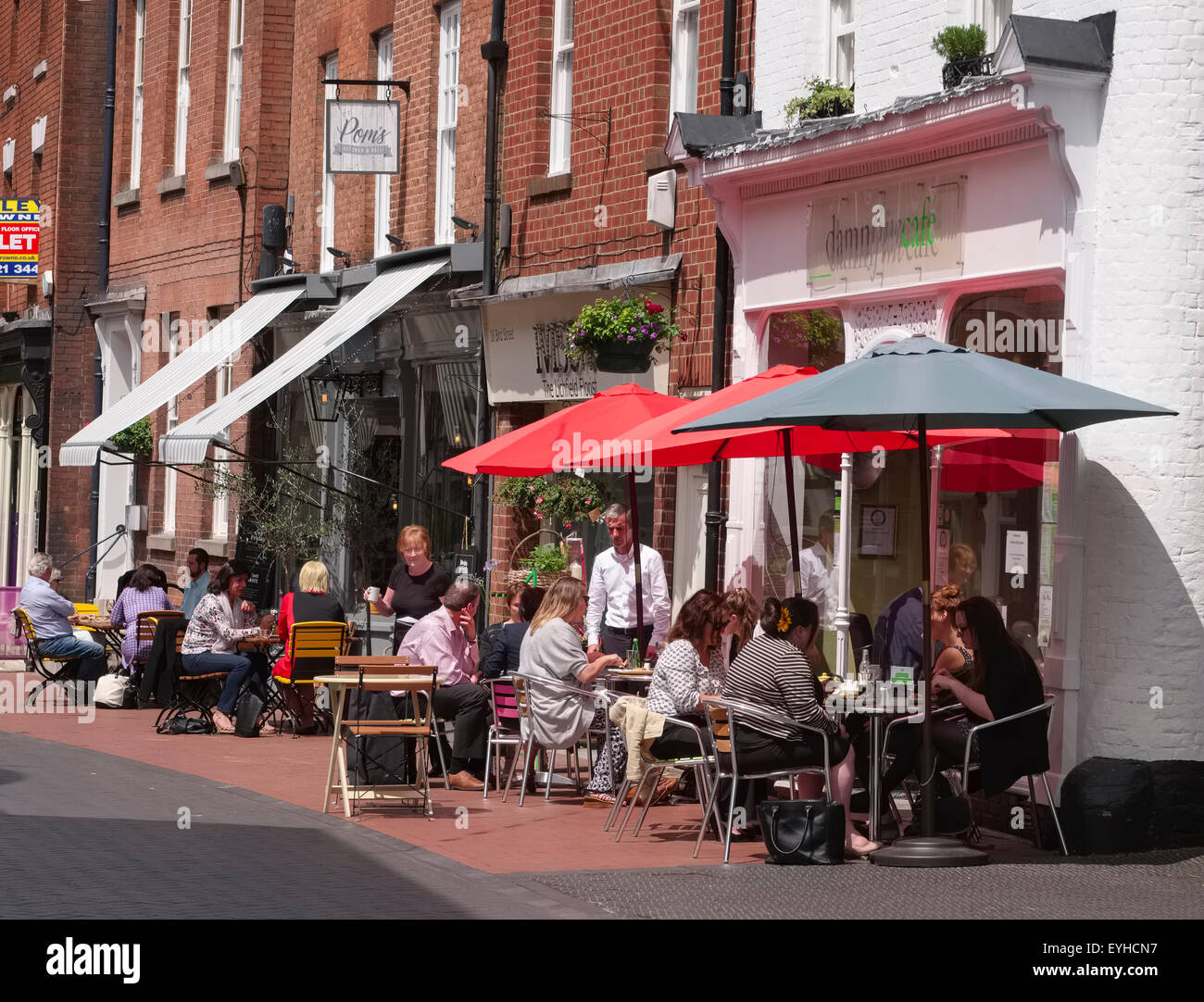 Cafe culture in Bird Street, Lichfield, Staffordshire, England, UK ...