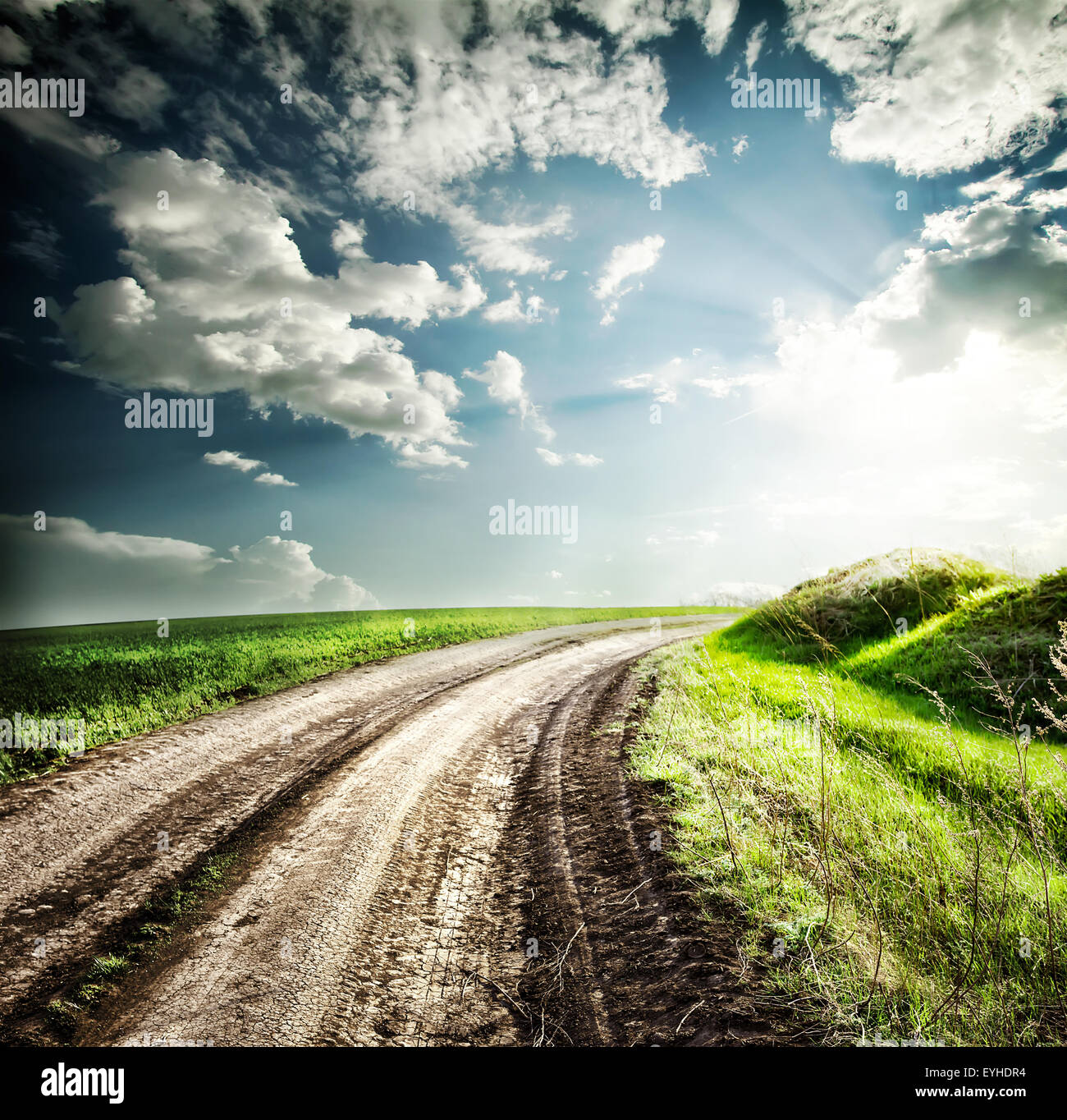 Bright park path turning hi-res stock photography and images - Alamy