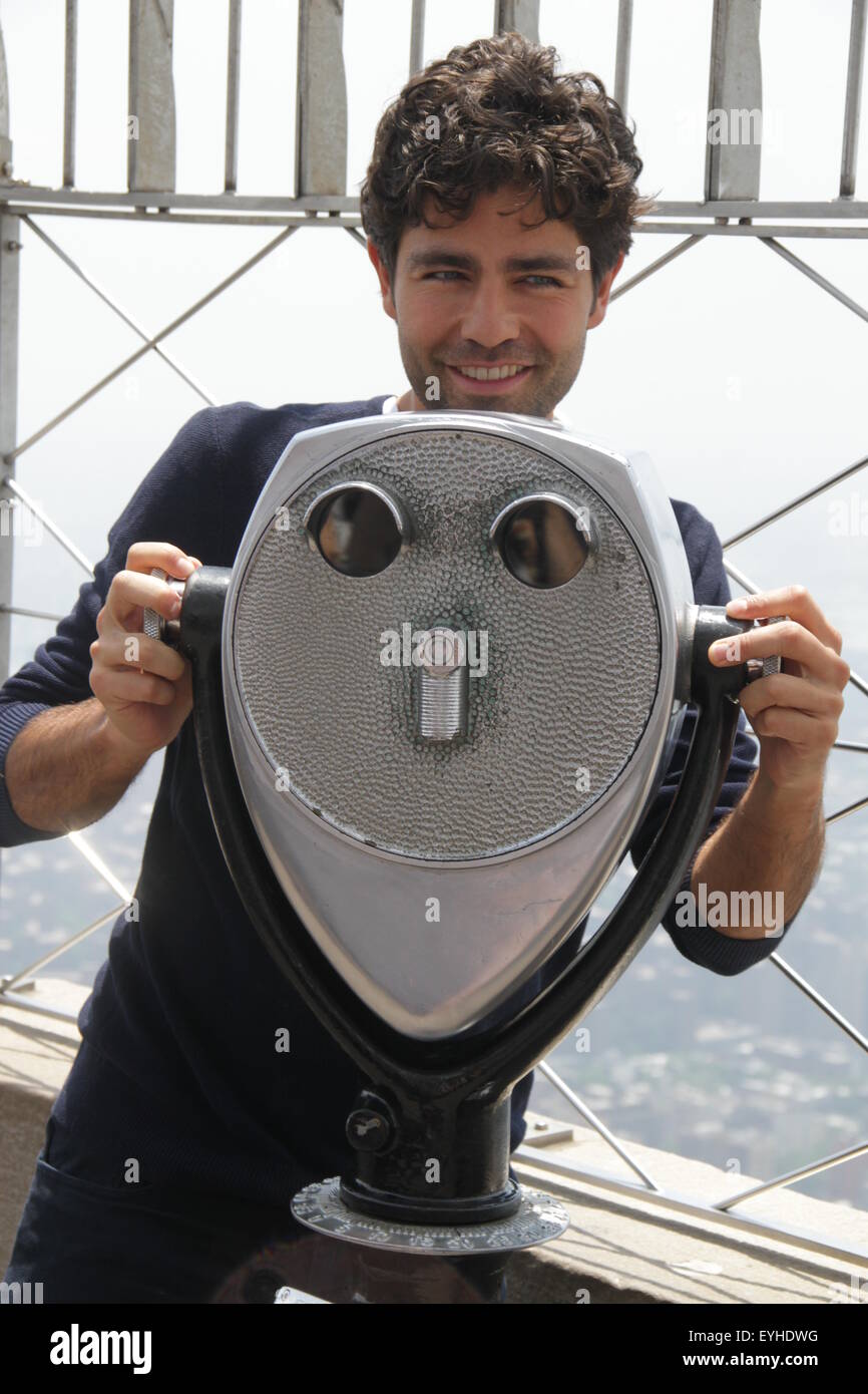Actor Adrian Grenier visits The Empire State Building in New York City ...