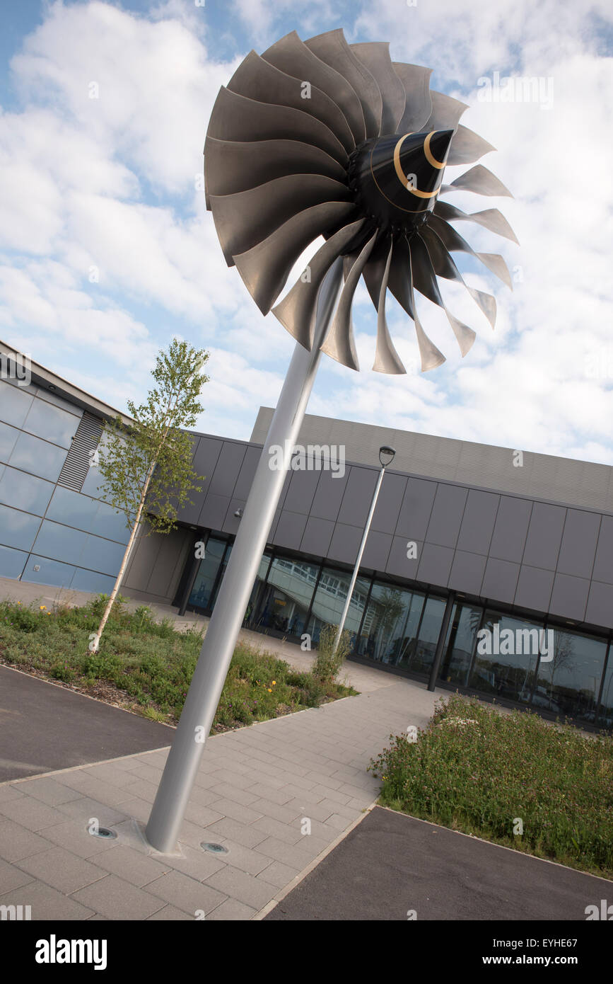 Sculpture made from a jet engine outside terminal building at East ...