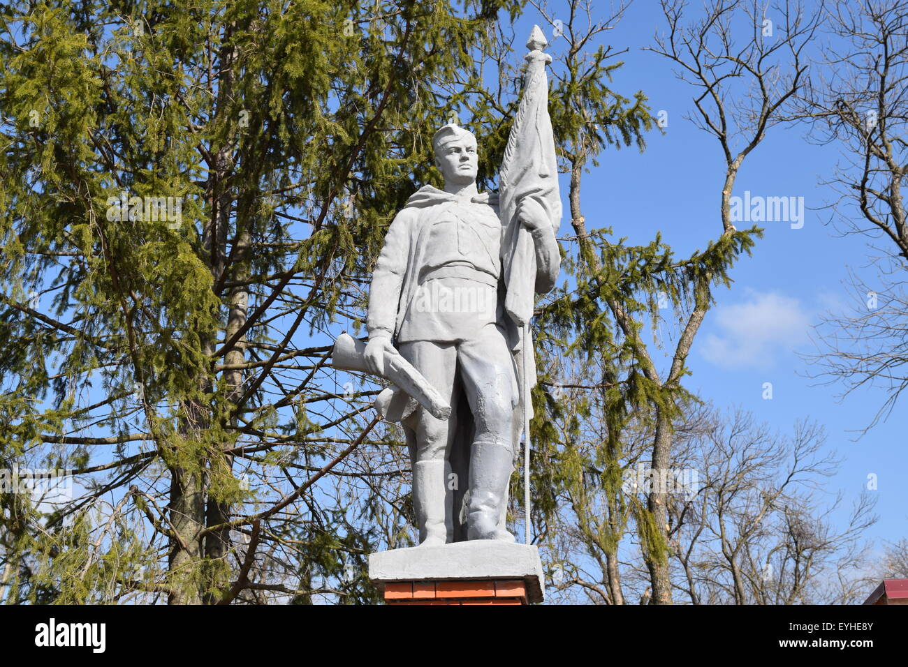Soviet soldier monument. Soviet soldier monument with red illustrated ...