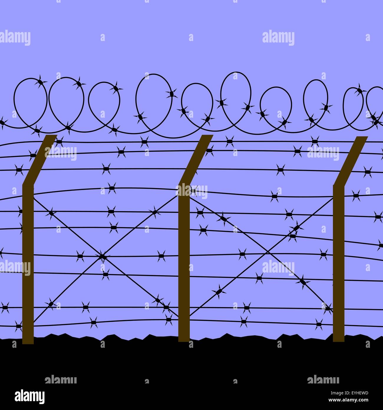 Barbed Wire Fence Stock Vector Image & Art - Alamy