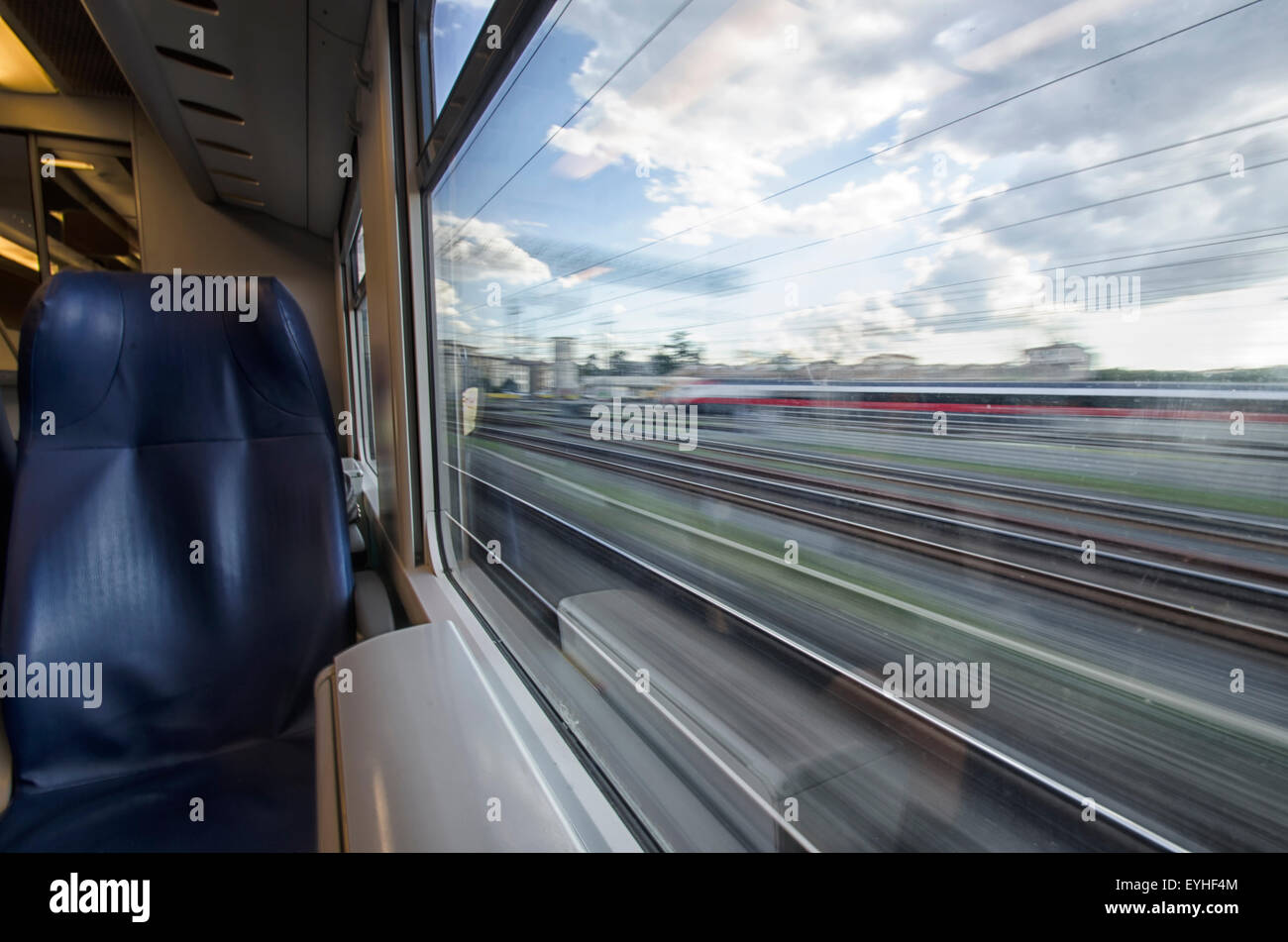 Urban landscape from the window of the train Stock Photo - Alamy