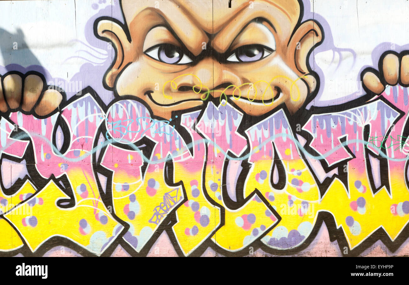 Painted hoarding boards around derelict buildings in Upper Orwell ...