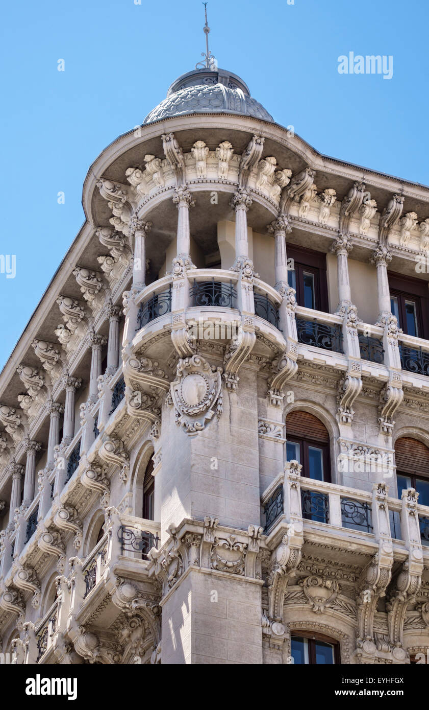 Trieste, Italy. Elaborate plasterwork adorns the facades of many of the ...