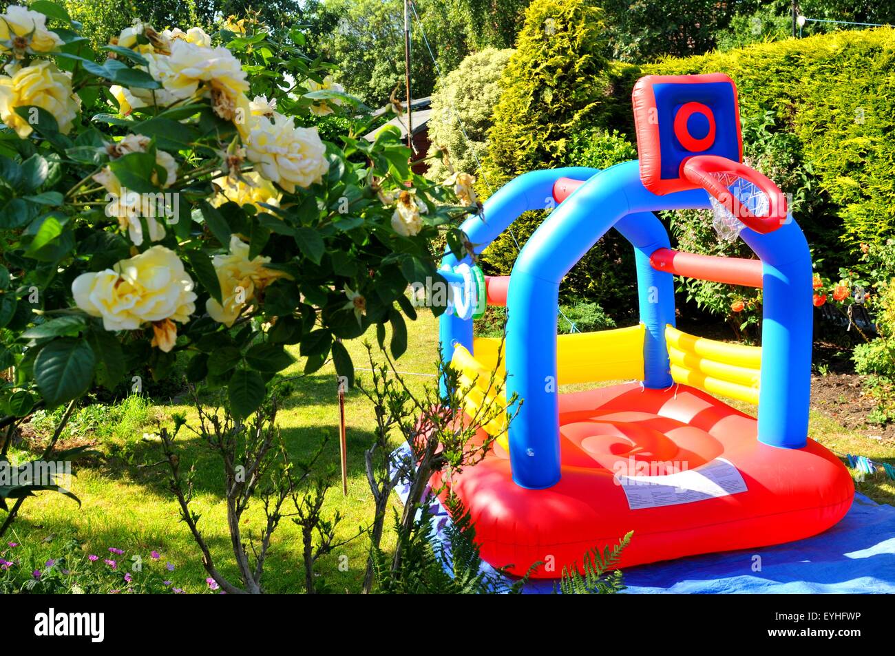 Children bouncy castle garden hi-res stock photography and images - Alamy