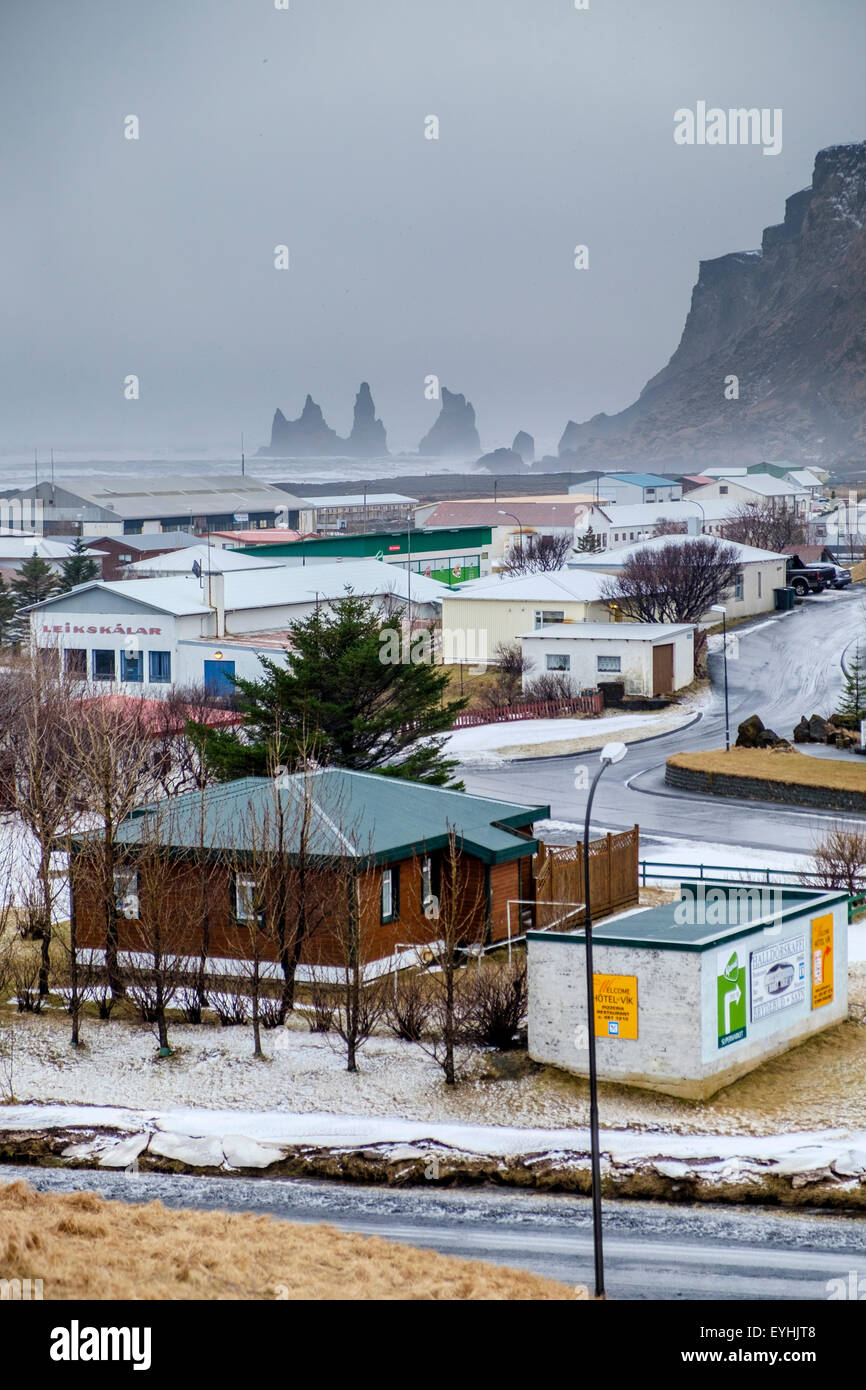 Vik village in winter, Iceland Stock Photo - Alamy