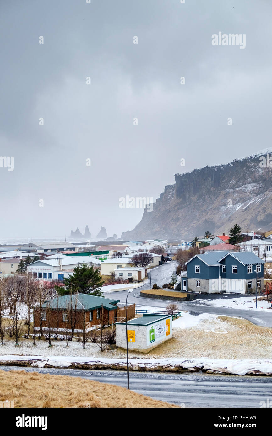 Vik village in winter, Iceland Stock Photo - Alamy