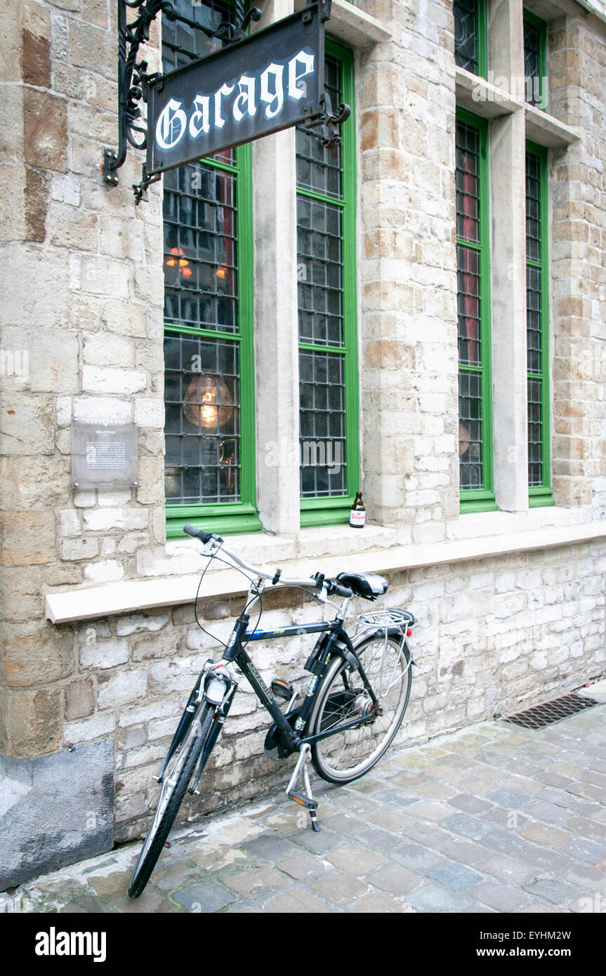 Bicycle in Gent old town Stock Photo - Alamy