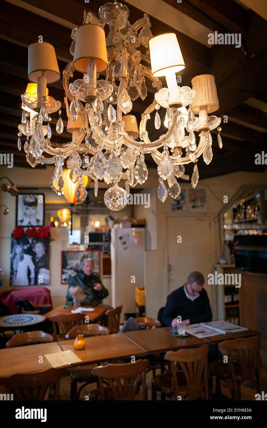 Traditional coffe shop in Gent city center Stock Photo - Alamy