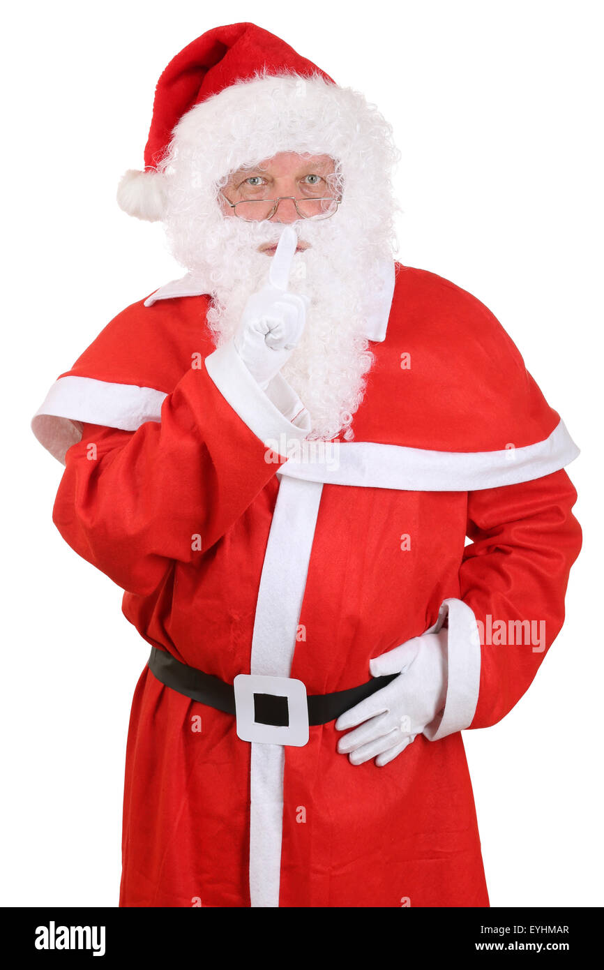 Santa Claus on Christmas having secret isolated on a white background ...