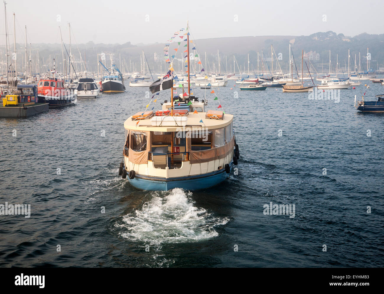 The St Mawes ferry in the harbour, Falmouth, Cornwall, England, UK ...