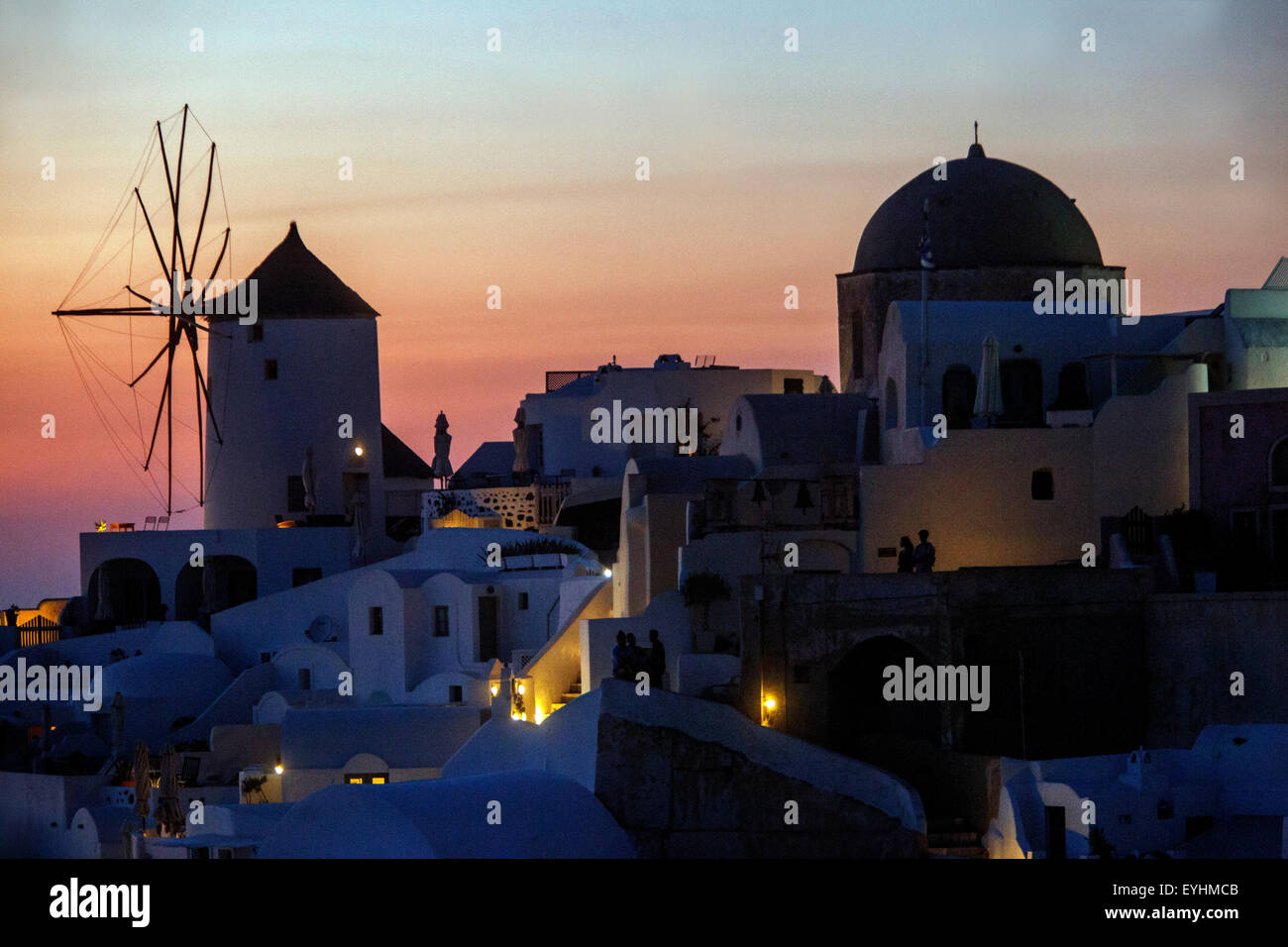 Oia Santorini sunset with windmill view Greek Island Greece sunset ...