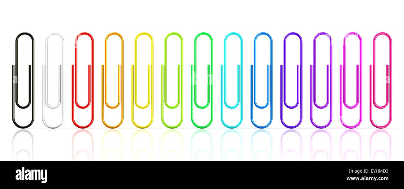 Colorful collection of paper clips isolated on white background ...