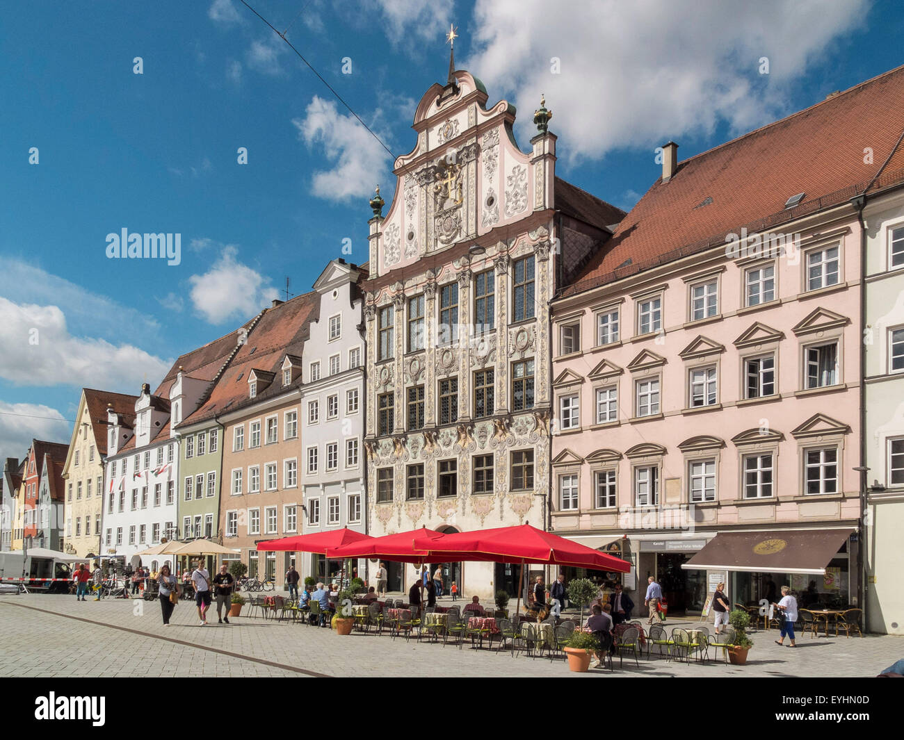 Landsberg am Lech - Main Square with town hall, Bavaria, Germany Stock ...