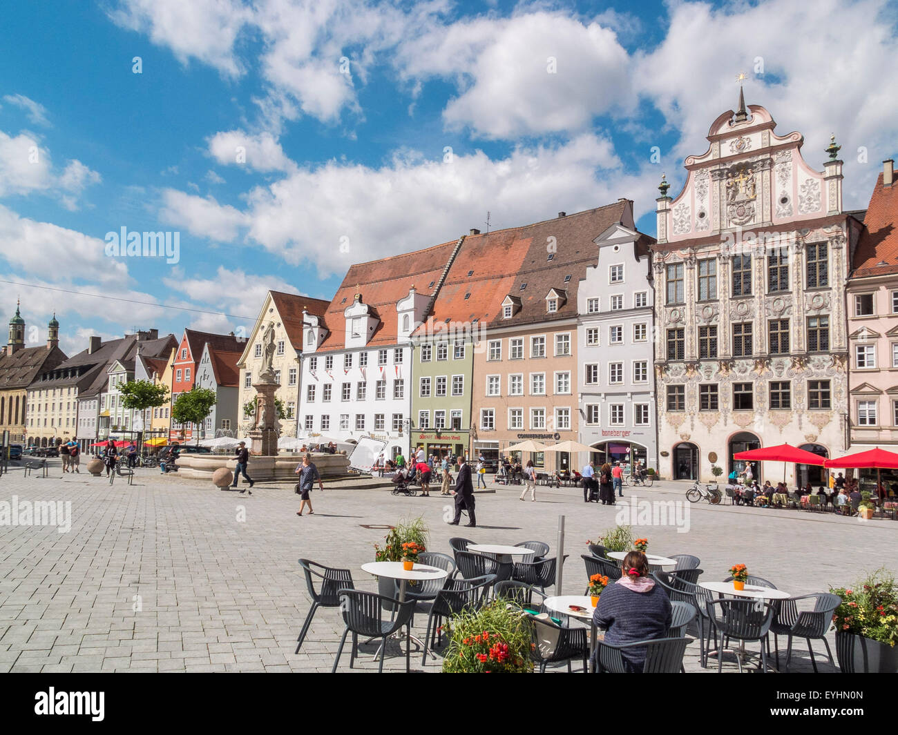Landsberg am Lech - Main Square with town hall, Bavaria, Germany Stock ...