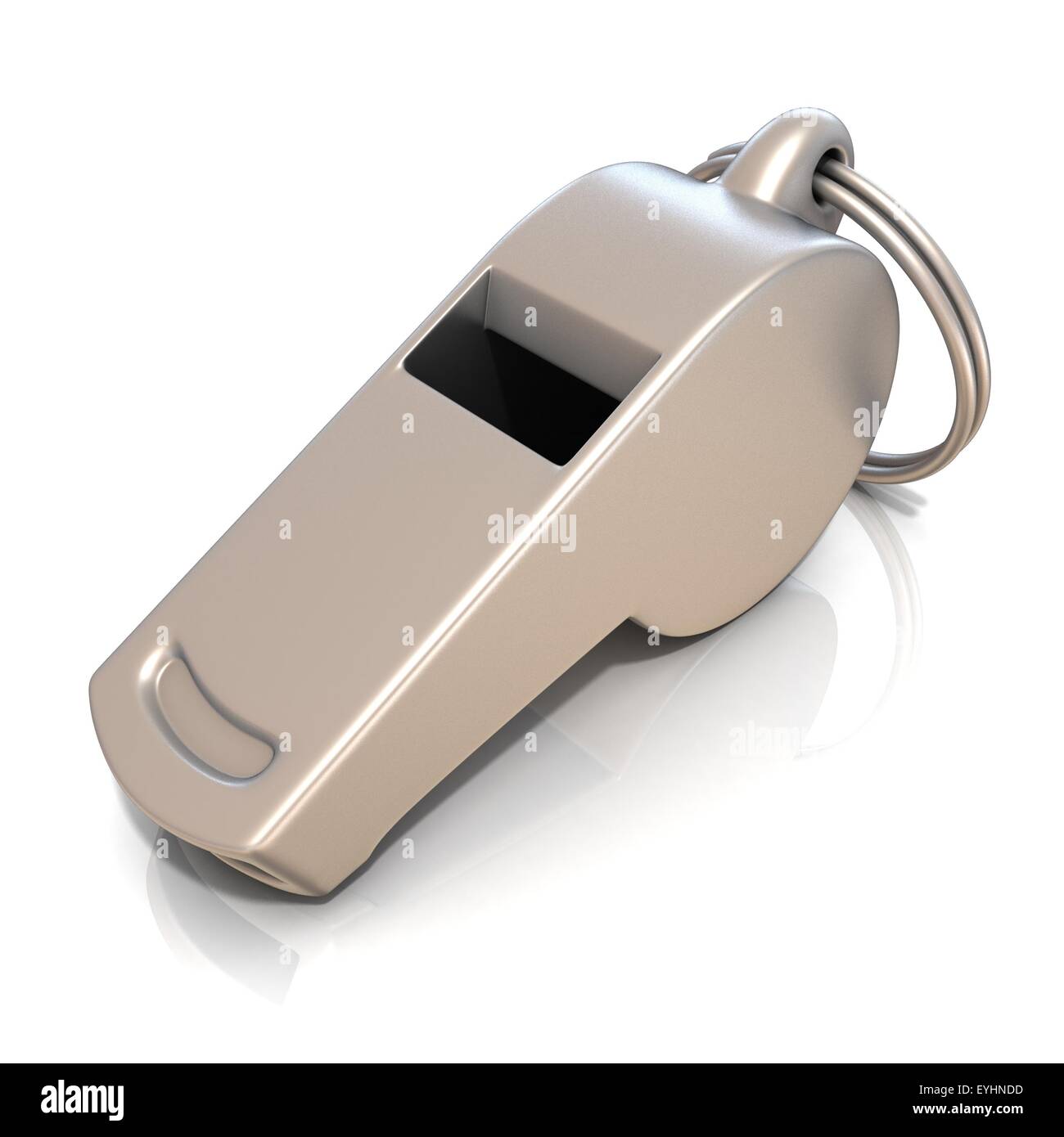 Metal whistle isolated on white background. Side view Stock Photo - Alamy