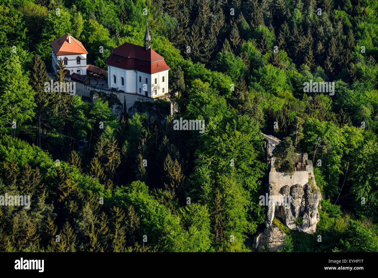 An aerial photo of the Valdstein Castle, Liberec Region, on Thursday ...