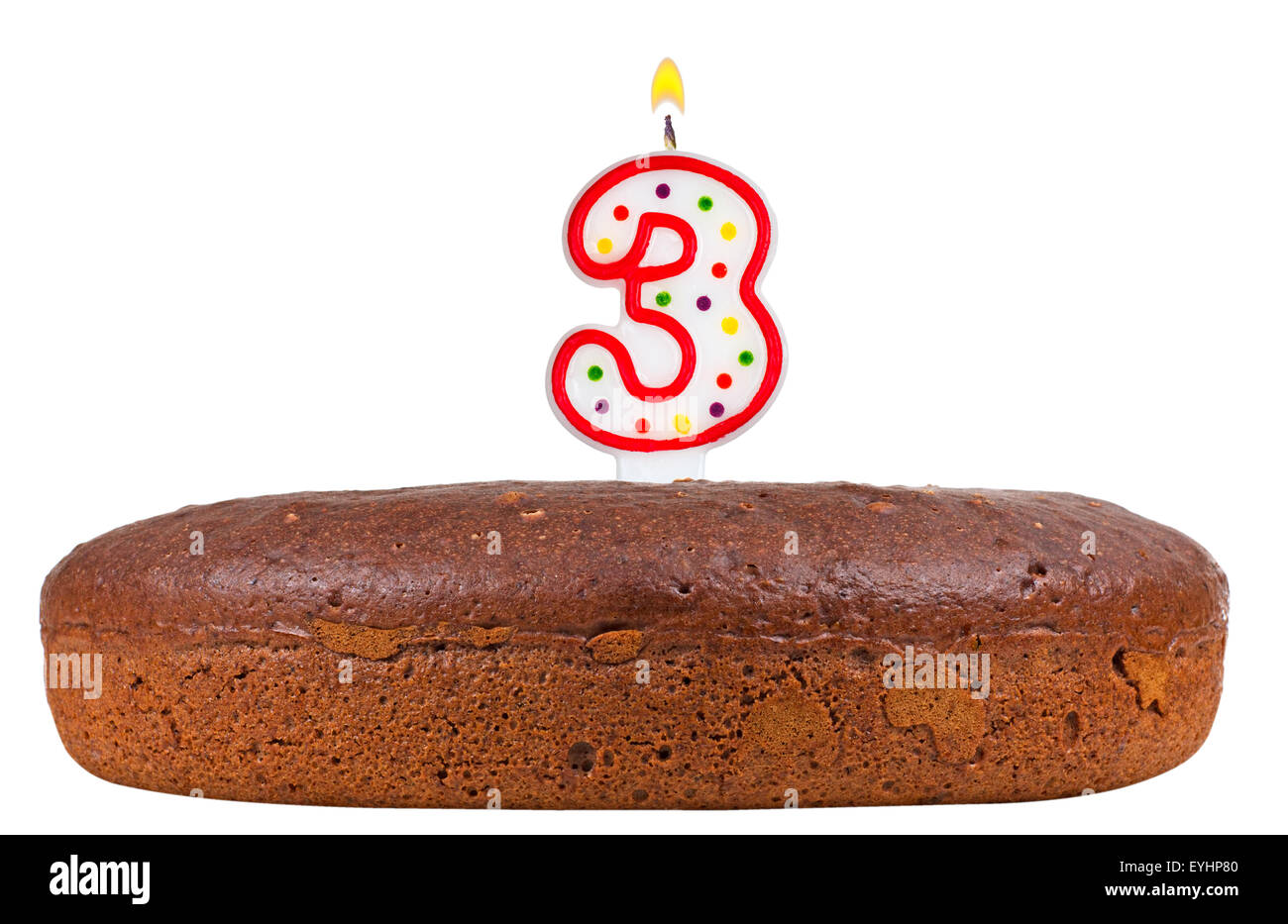 birthday cake with candles number three isolated on white background ...