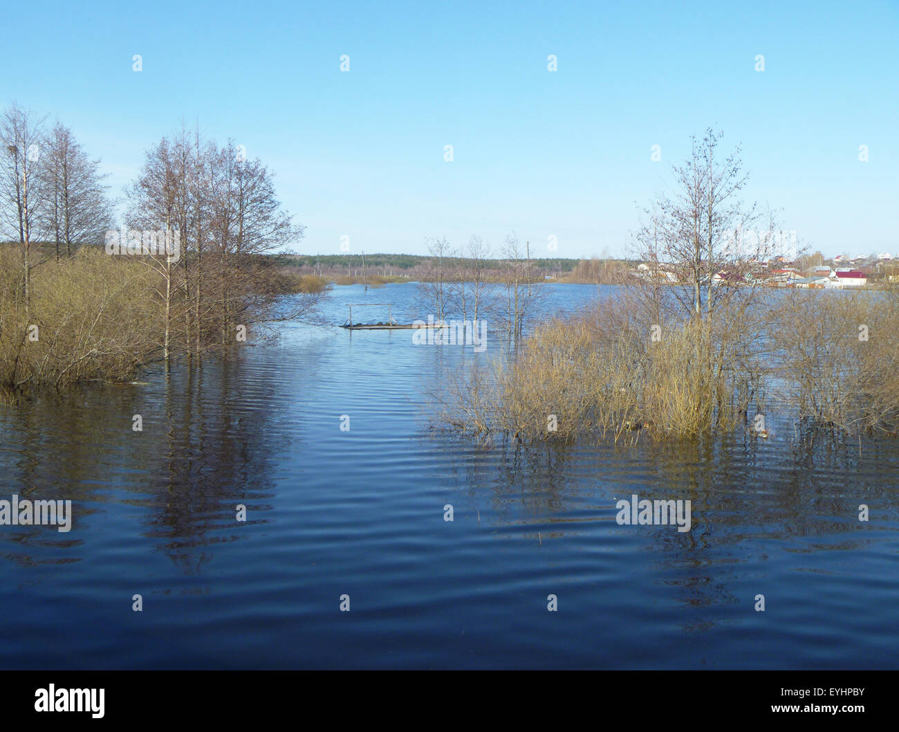Spring flood yard in Russia Stock Photo - Alamy