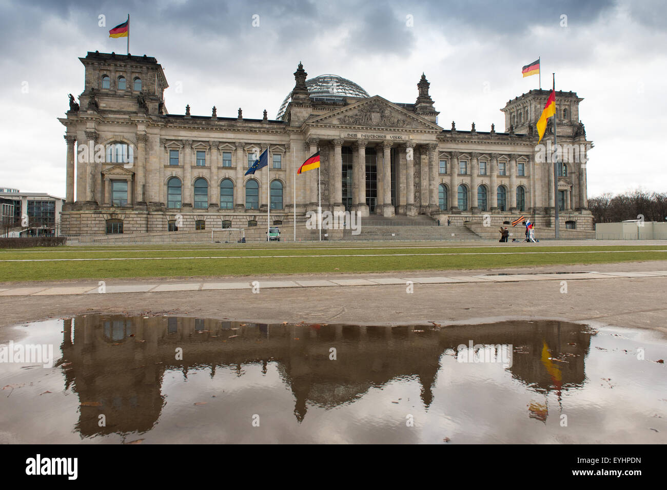 Berlin, Germany, the Reichstag building is just a few steps from the ...