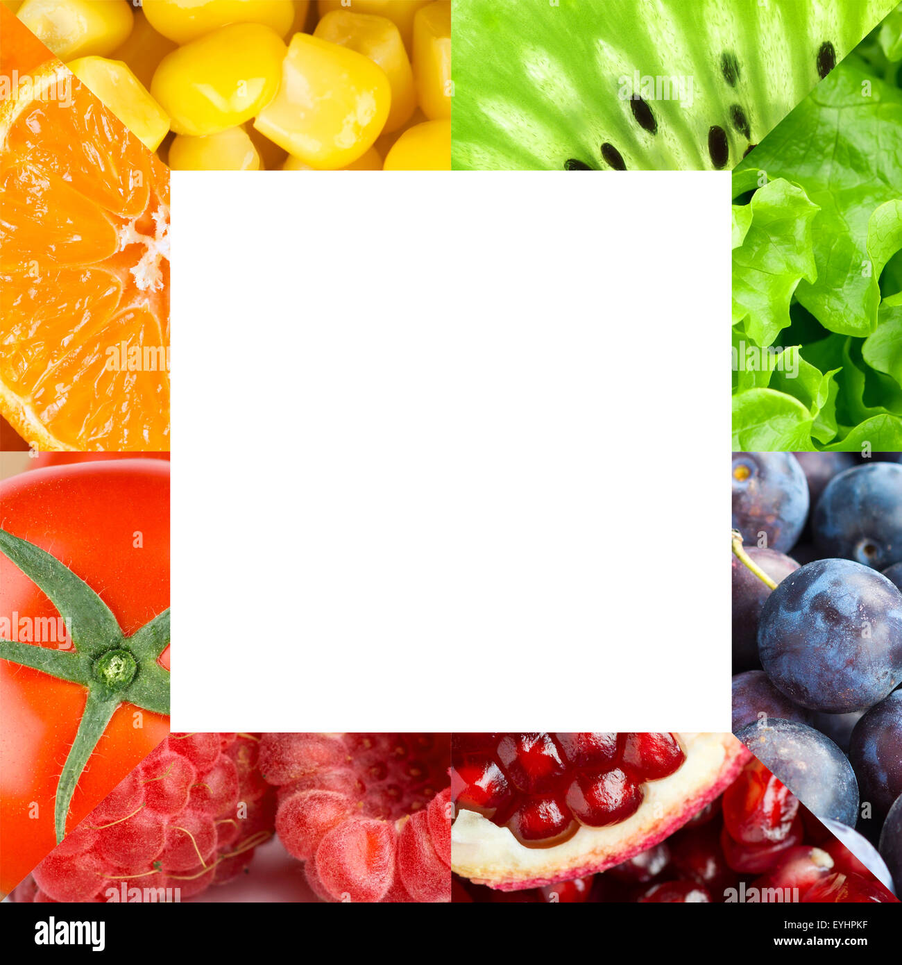 Frame of color fruits and vegetables. Food concept Stock Photo - Alamy