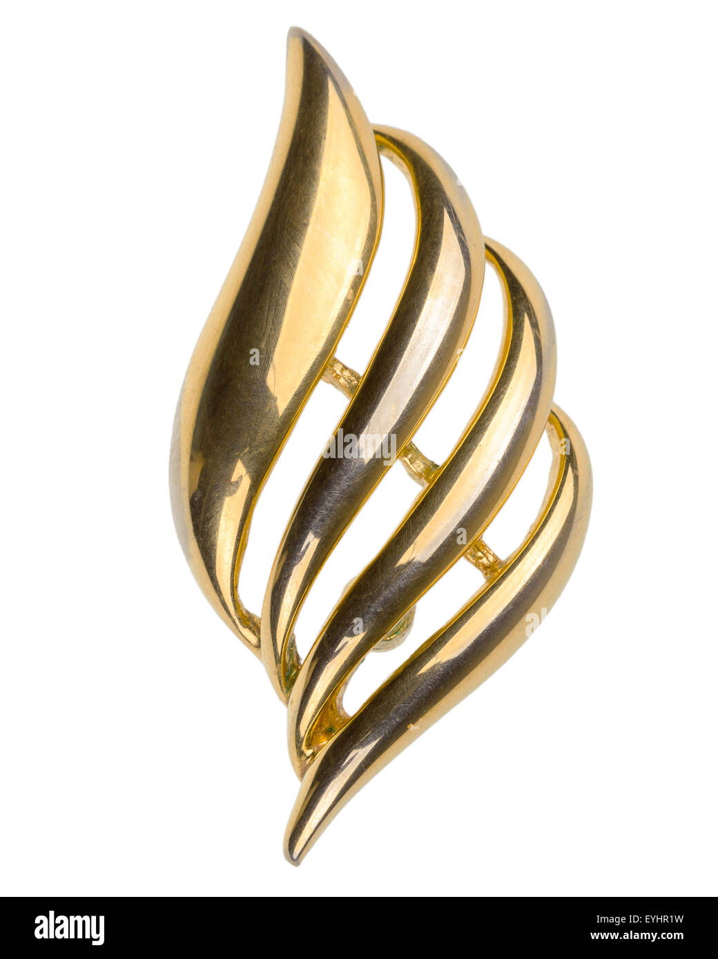 Old gold brooch isolated on white background Stock Photo - Alamy
