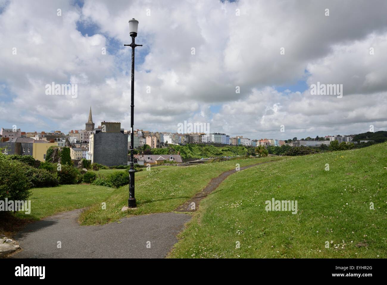 SEASCAPE Tenby Wales from the top of castle hill Stock Photo - Alamy