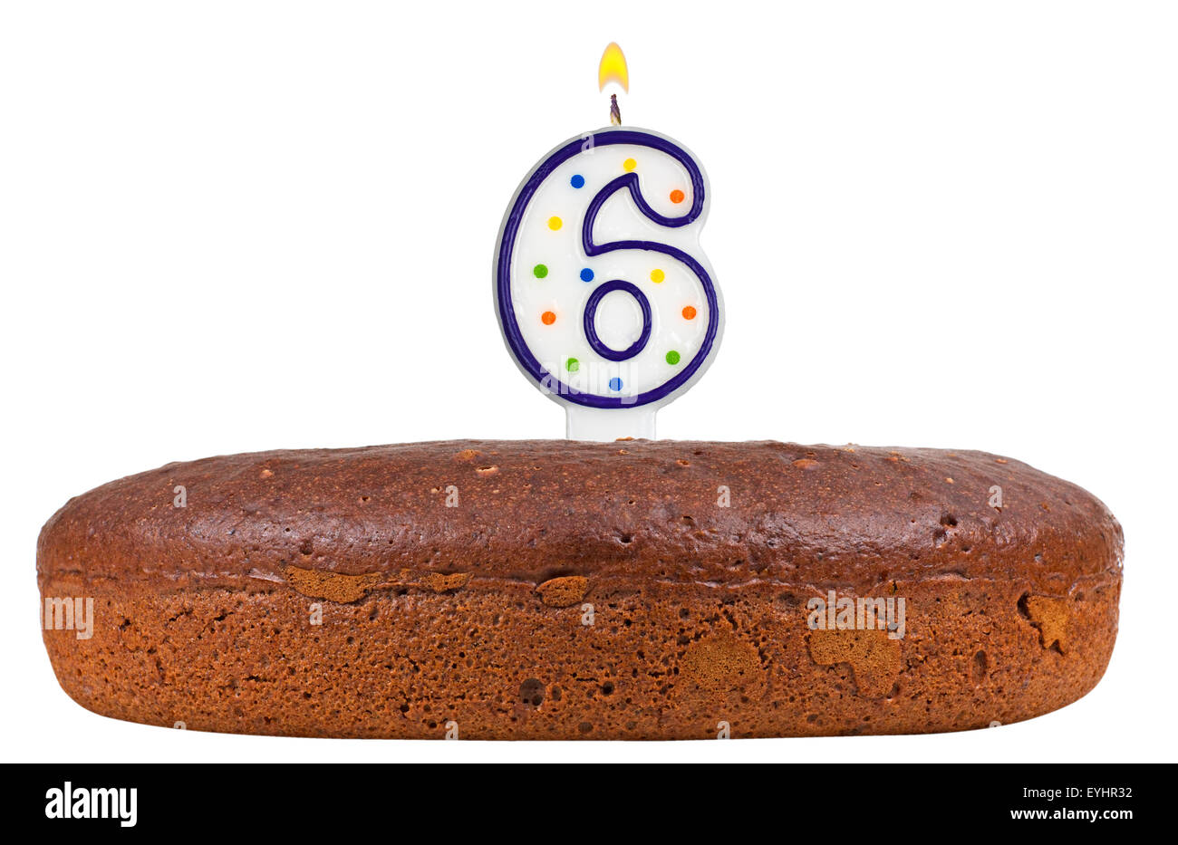 birthday cake with candles number six isolated on white background ...