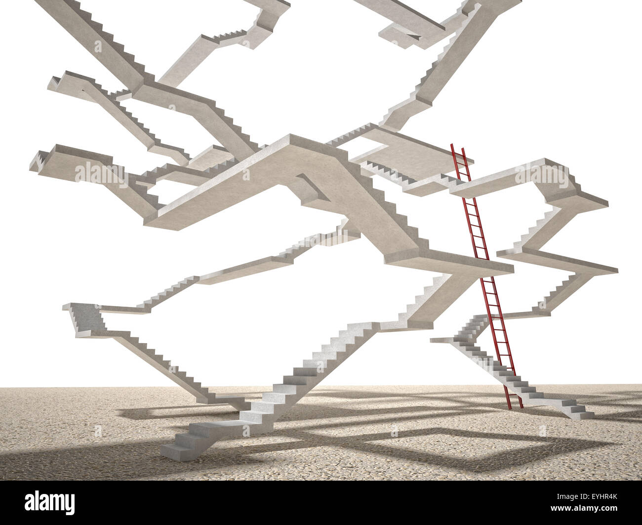 3d image of concrete endless stair on white Stock Photo - Alamy