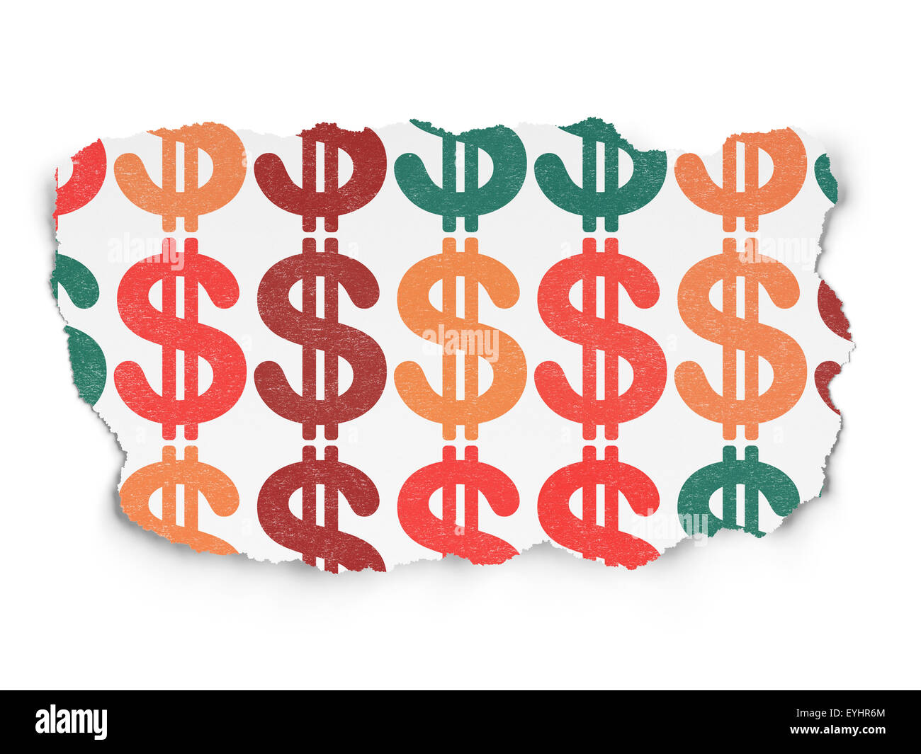 Currency concept: Dollar icons on Torn Paper background Stock Photo - Alamy