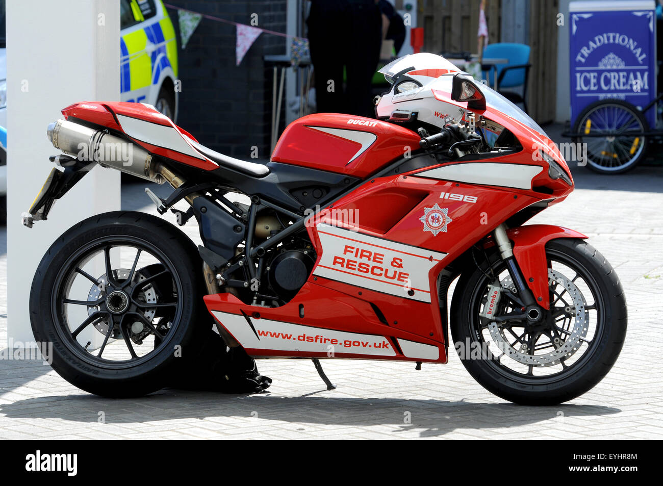 Fire brigade or department motorcycle, Britain, UK Stock Photo - Alamy