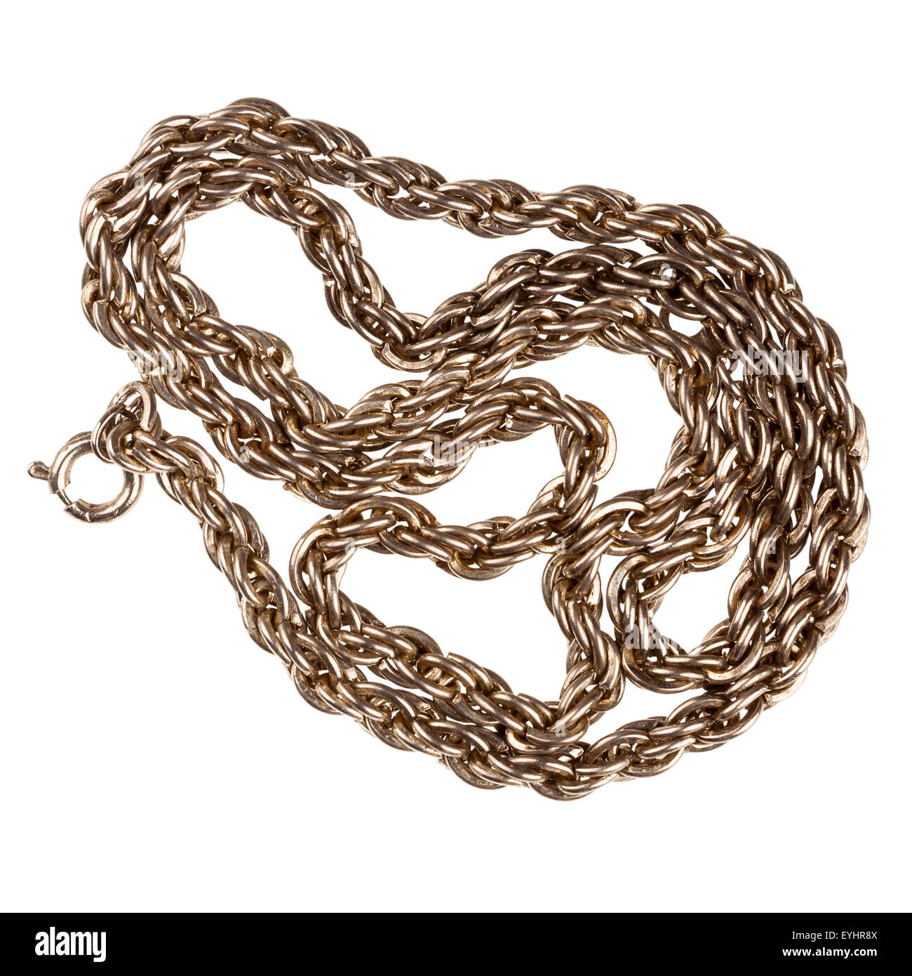 Old silver chain isolated on white background Stock Photo - Alamy