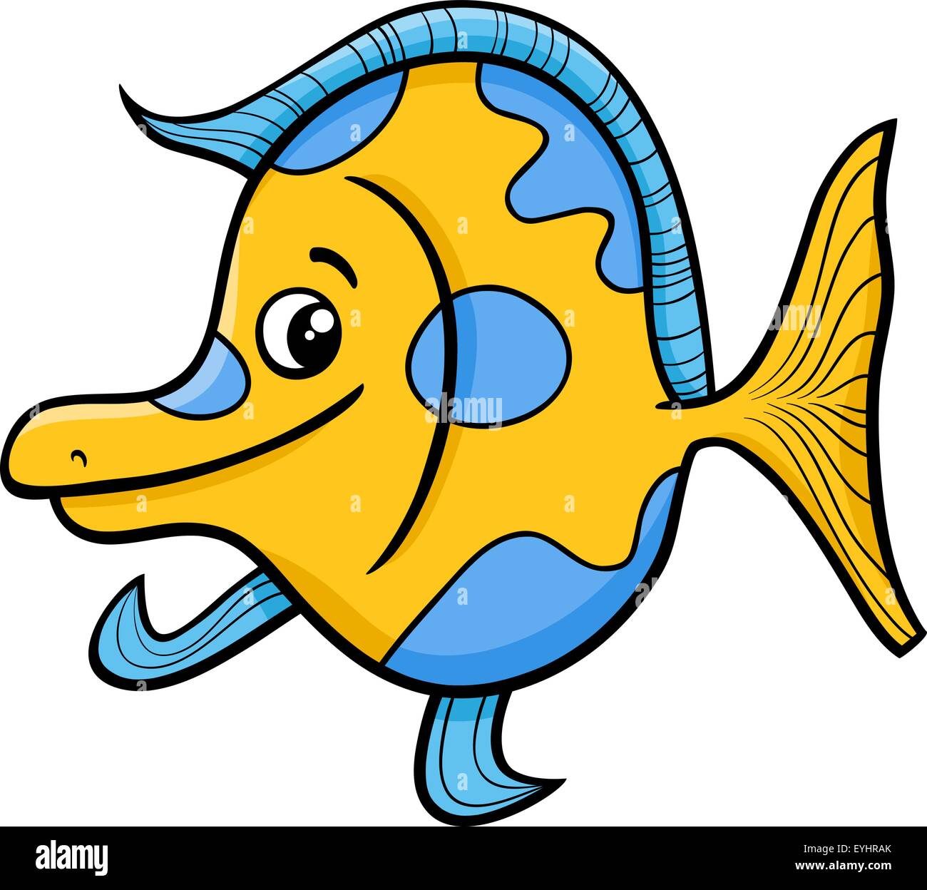 Cartoon Illustration of Funny Exotic Fish Sea Life Animal Stock Vector ...