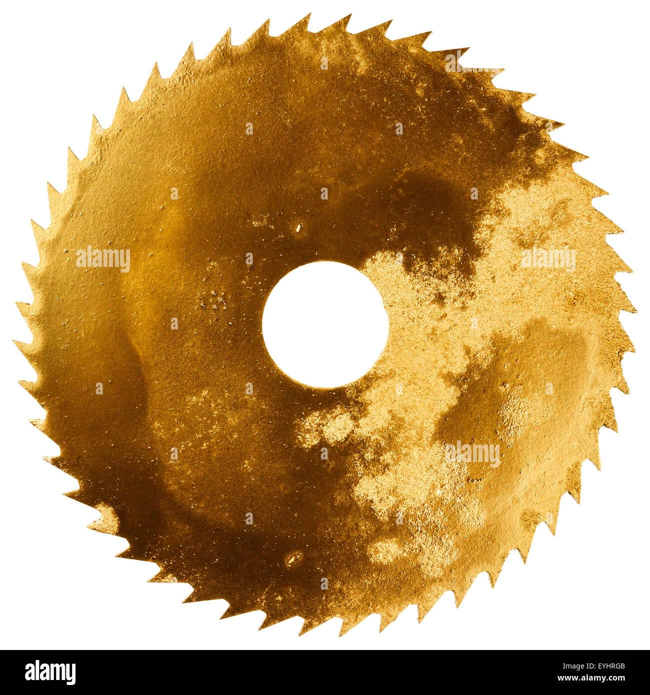 Painted in gold color circular saw blade isolated on white Stock Photo ...