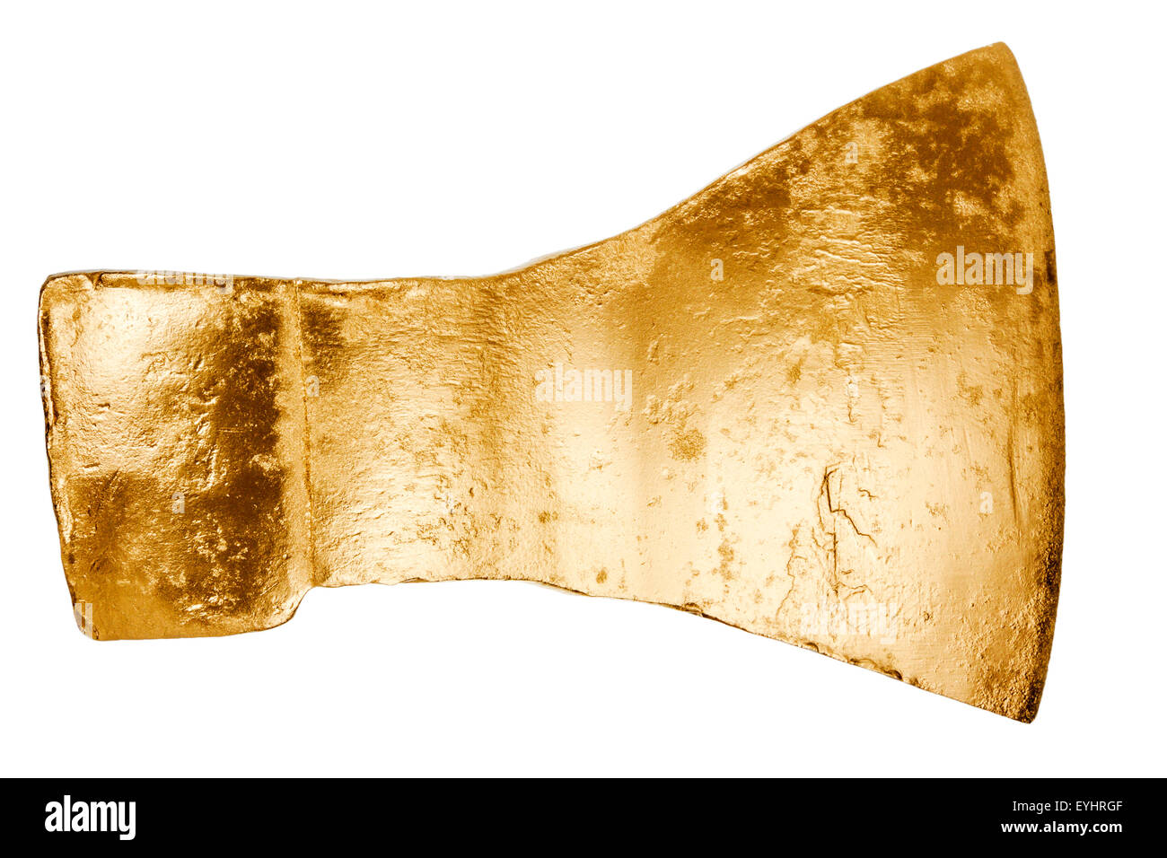 Shiny painted in gold color house ax isolated over white background ...