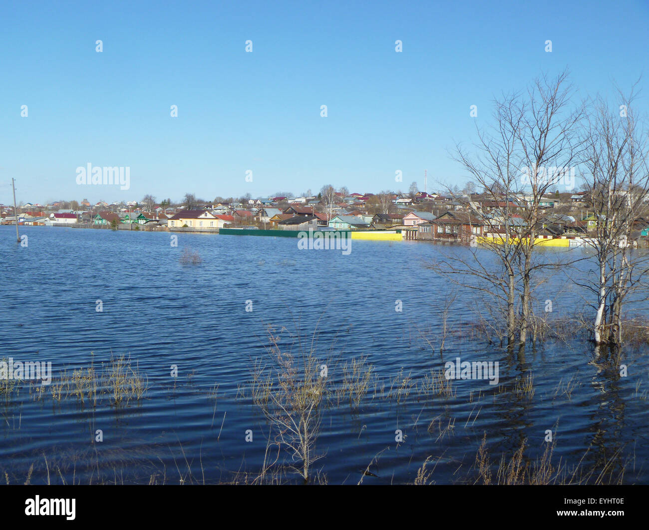 Spring flood yard in Russia Stock Photo - Alamy