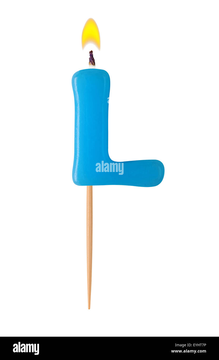 Burning candles in the form of the letter L Stock Photo - Alamy