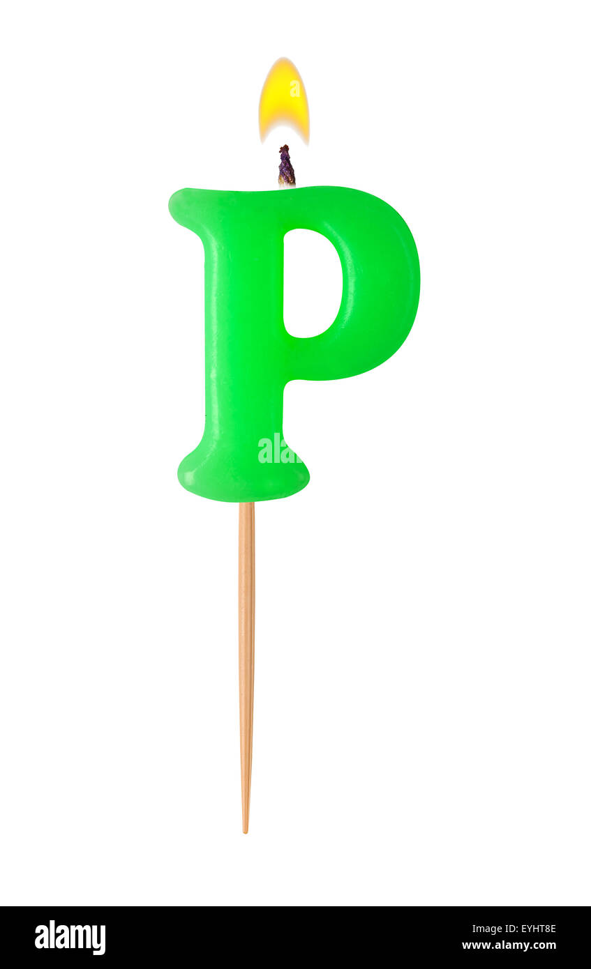 Burning candles in the form of the letter P Stock Photo - Alamy