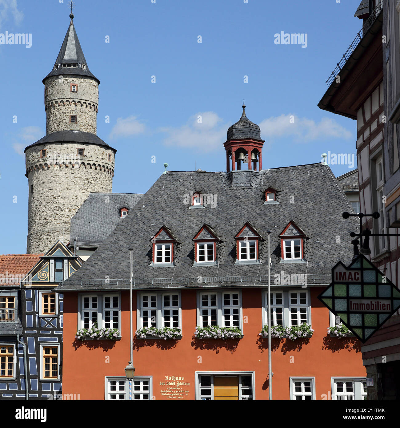 The Hexenturm ("Witches Tower) rises over other buildings in Idstein ...
