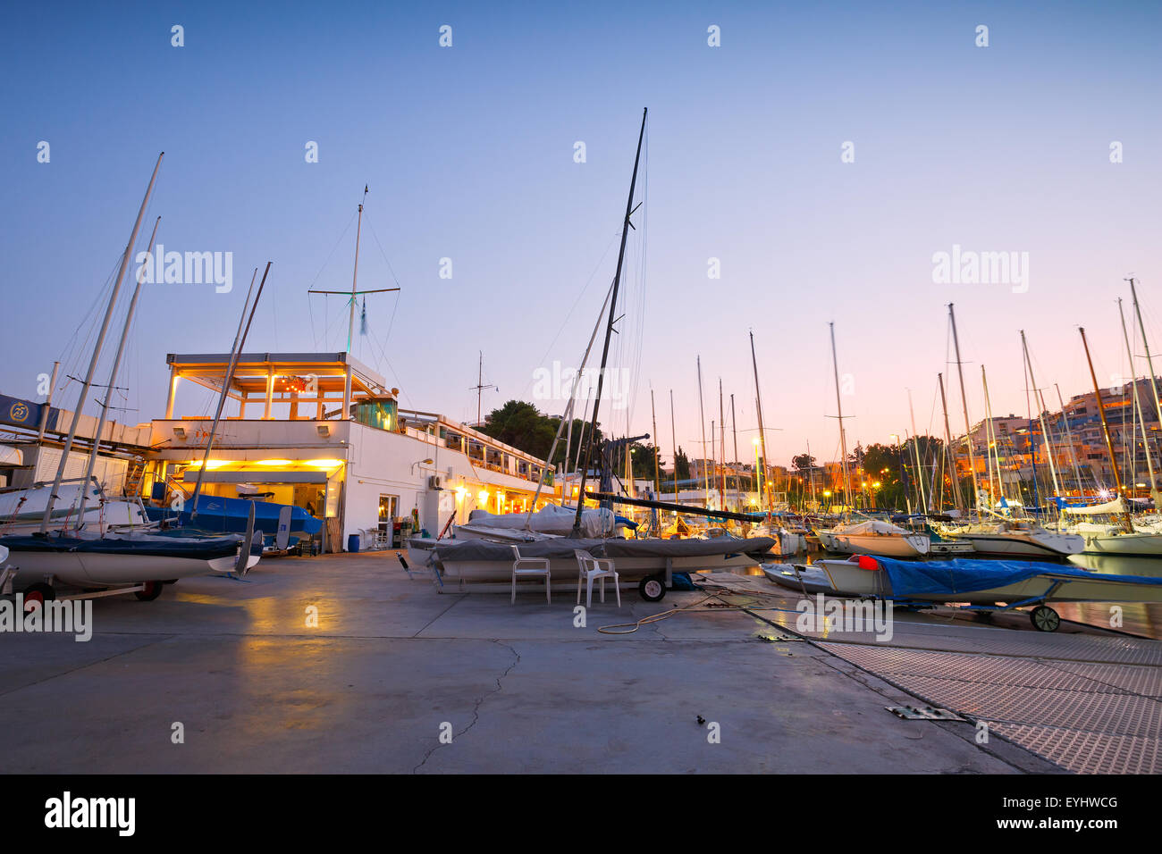 Boats at the yacht club in Mikrolimano marina in Athens, Greece Stock ...