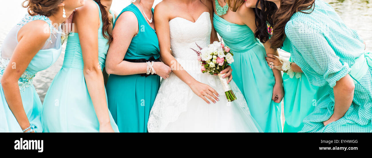 bride and bridesmaids Stock Photo - Alamy