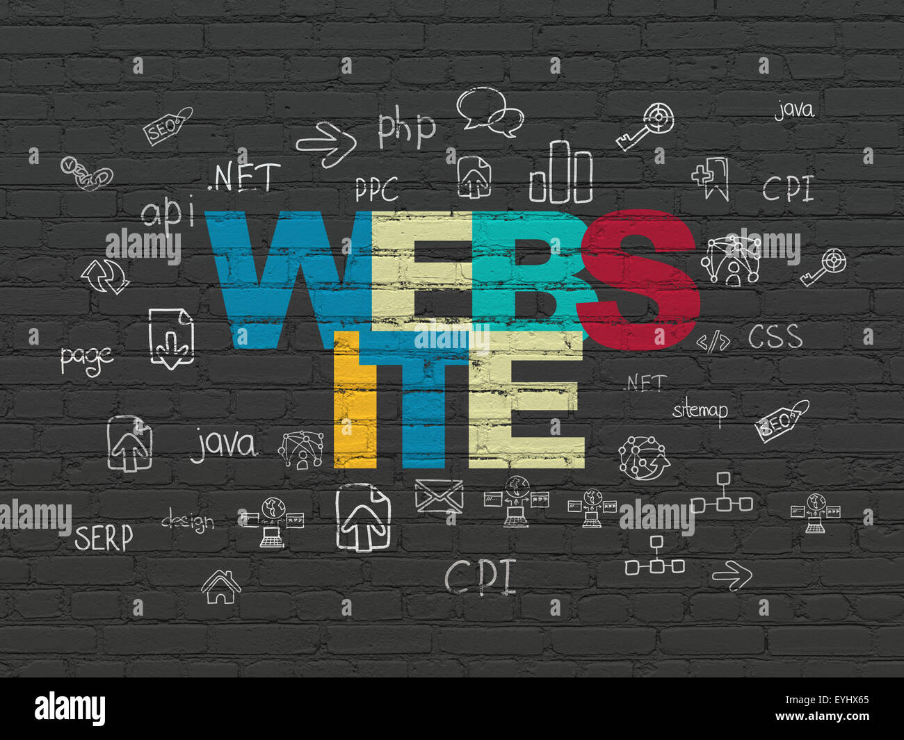 Web design concept: Website on wall background Stock Photo - Alamy