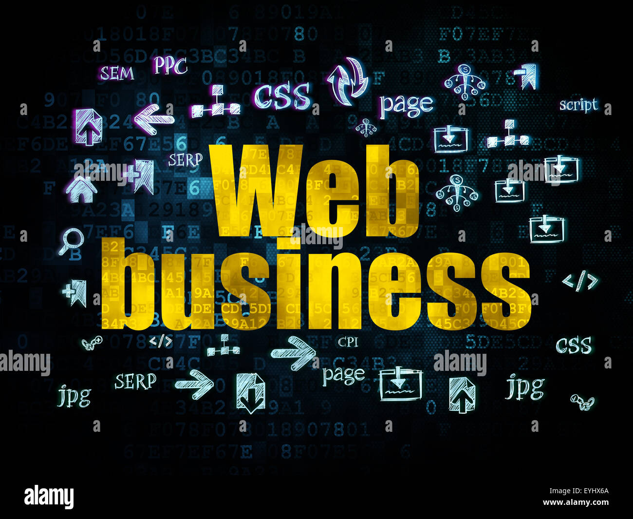 Web development concept: Web Business on Digital background Stock Photo ...