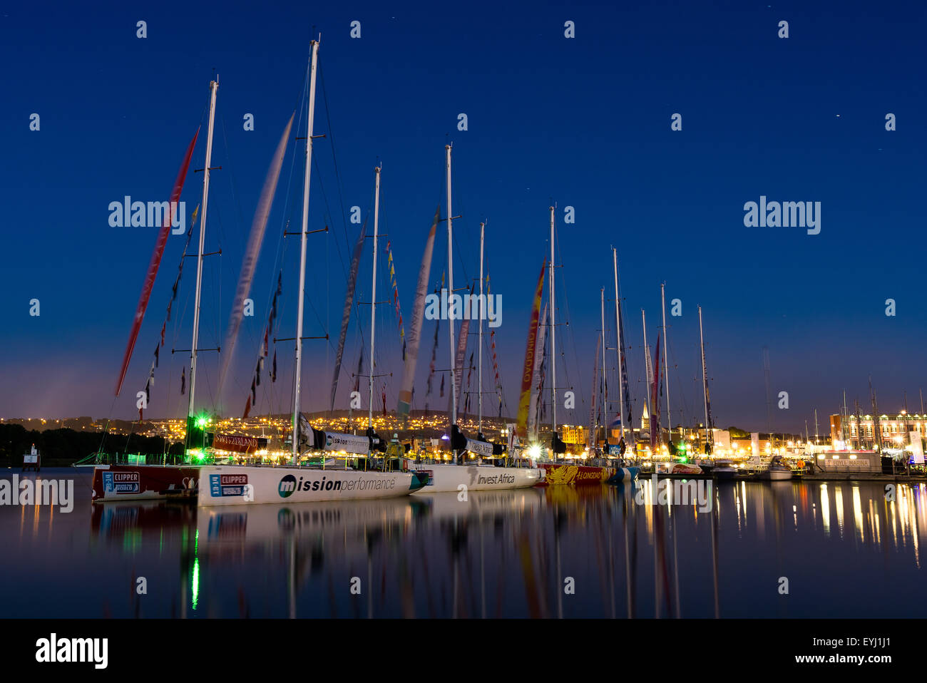 Clipper Yachts at night Stock Photo - Alamy