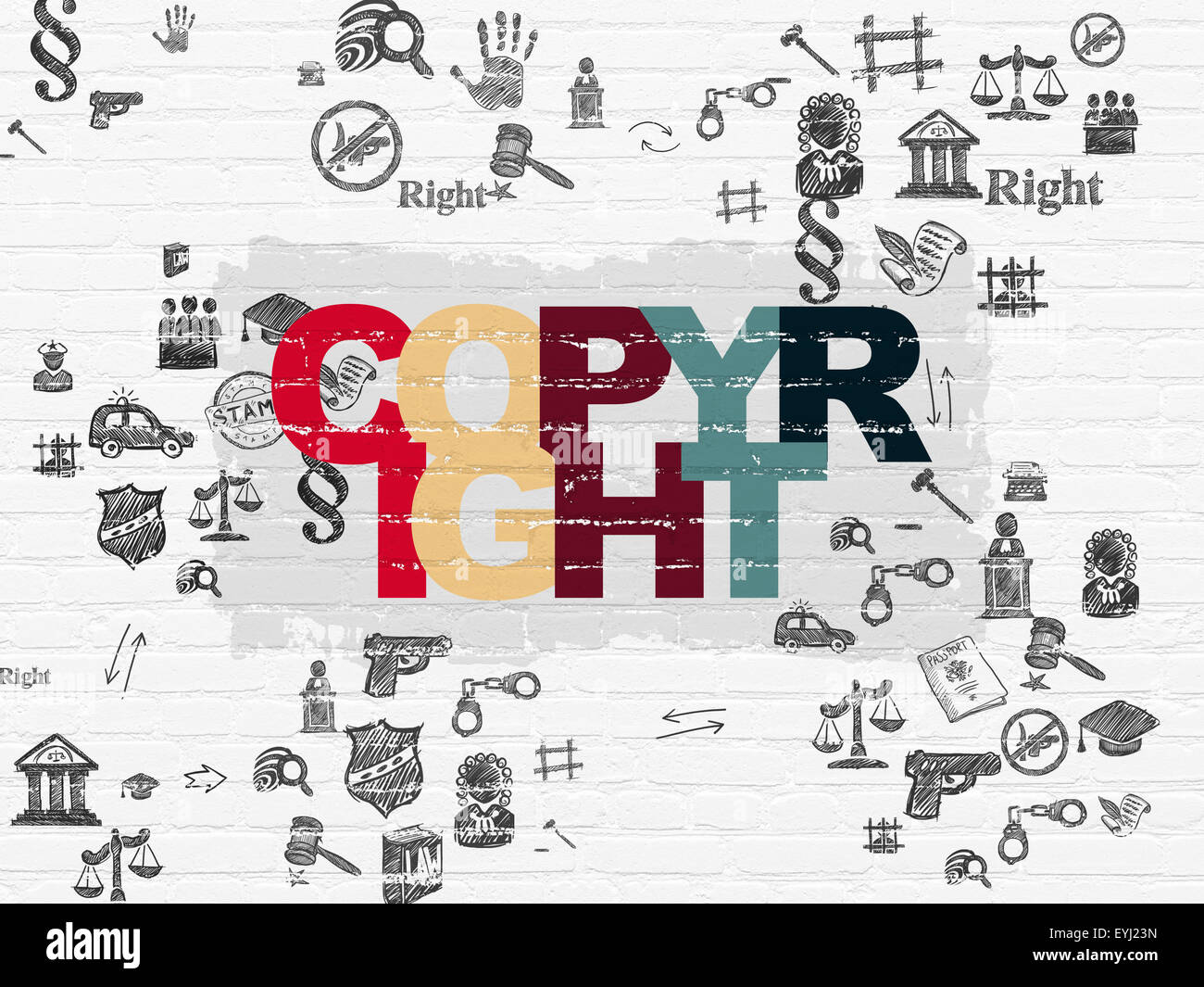 Law concept: Copyright on wall background Stock Photo - Alamy