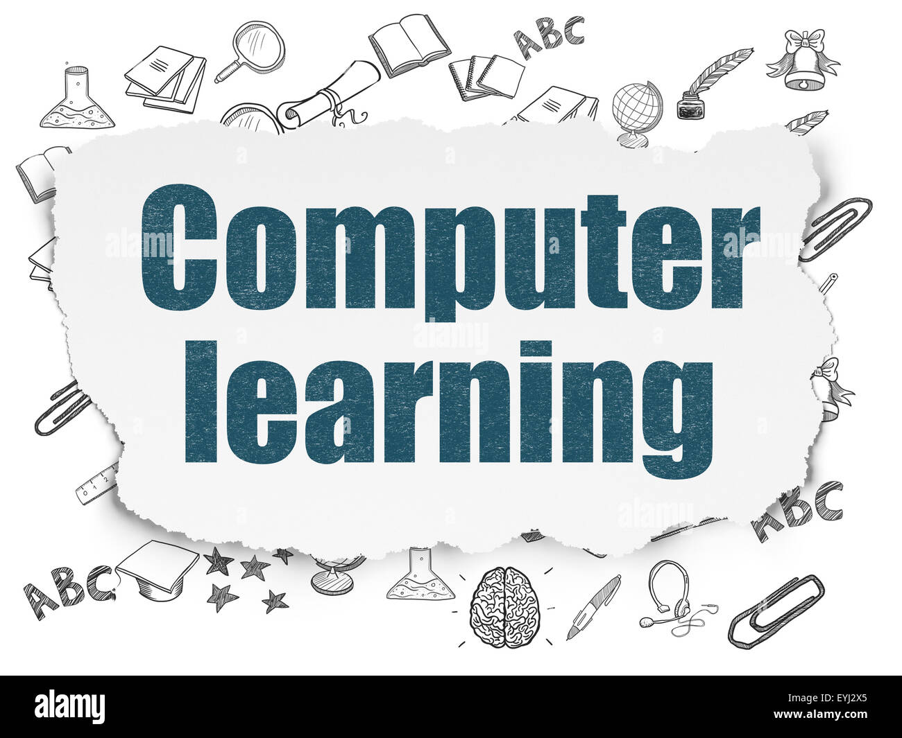 Education concept: Computer Learning on Torn Paper background Stock ...