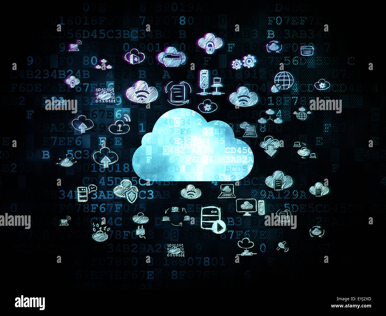Cloud networking concept: Cloud on Digital background Stock Photo - Alamy