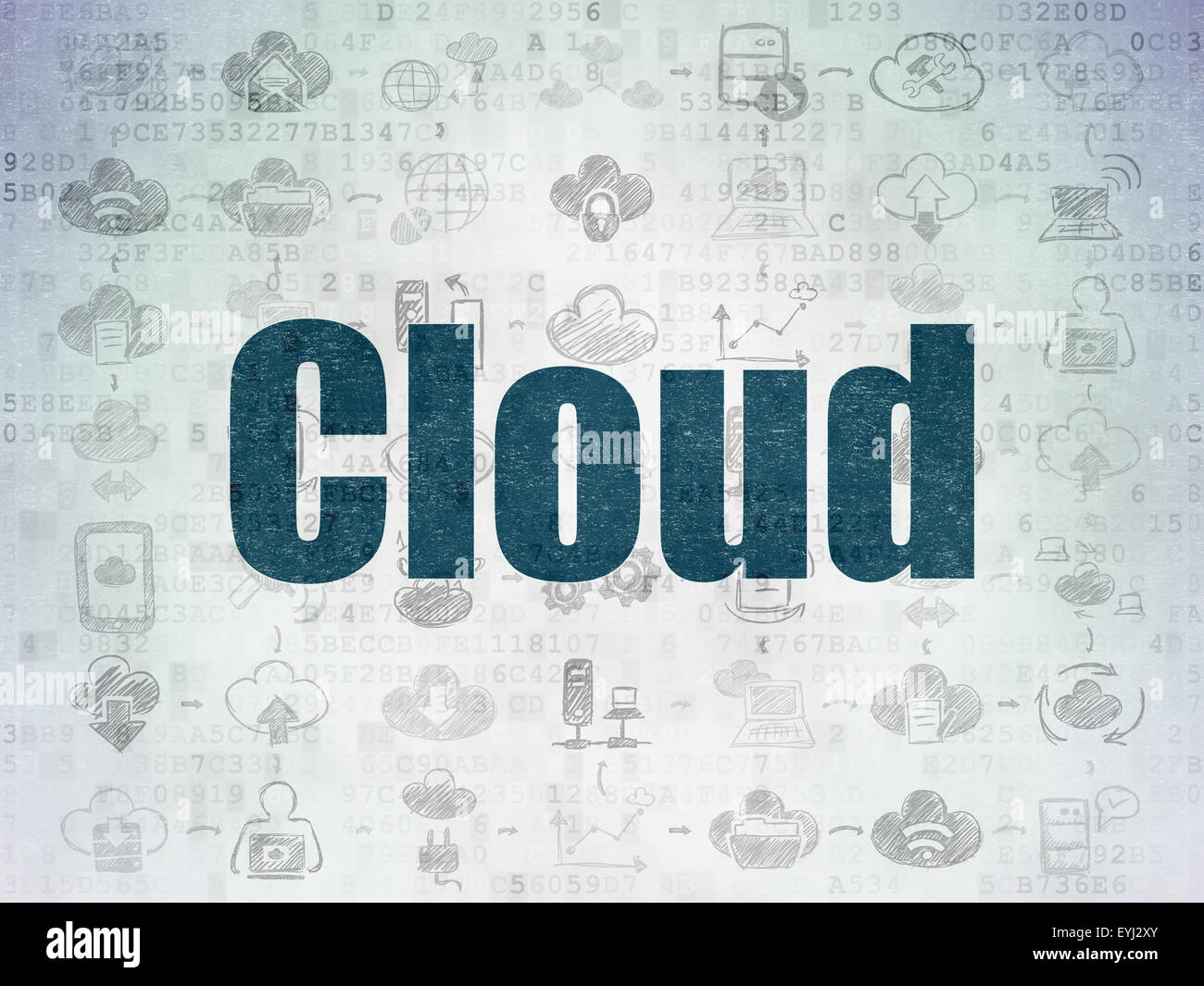 Cloud networking concept: Painted blue text Cloud on Digital Paper ...